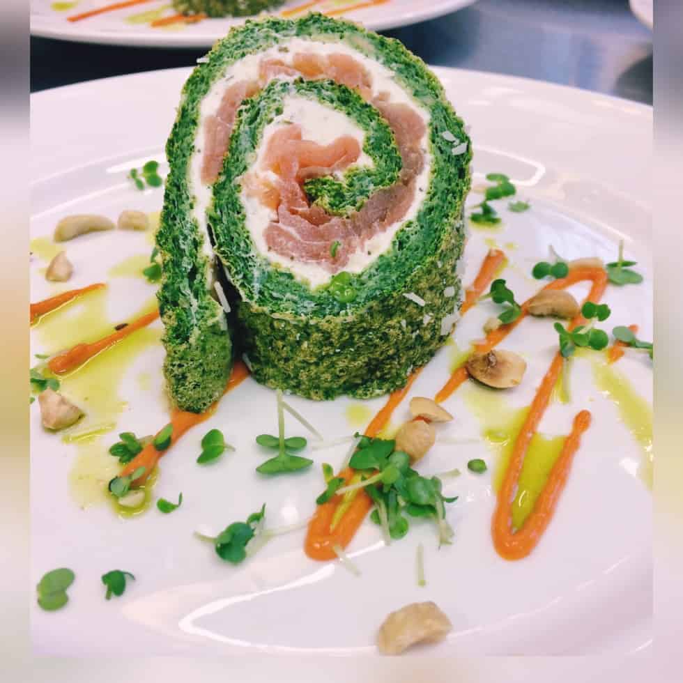 Spinach and smoked salmon roulade | Thornycroft Hall